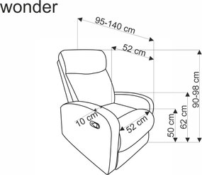 Polohovací křeslo WONDER s funkcí houpání skořicové