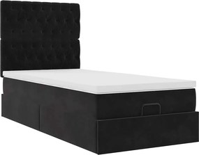 Osmanský rám postele s matracemi černá 80x200cm samet 3313507