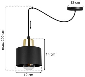 Závěsné svítidlo PANTA SPIDER, 1x černé kovové stínítko, G