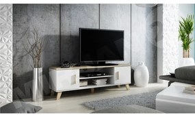 TV stolek Sanna 160 2D2K, Barva: brilantní bílá / dub sonoma