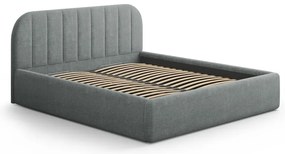 Tmavě šedá čalouněná dvoulůžková postel s úložným prostorem s roštem 140x200 cm Juno – Windsor &amp; Co Sofas