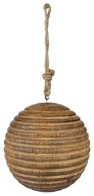 Dřevěná rýhovaná závěsná koule - Ø 12*12 cm