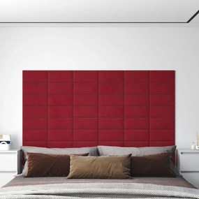Nástěnné panely 12 ks vínové 30 x 15 cm samet 0,54 m² - Default Title