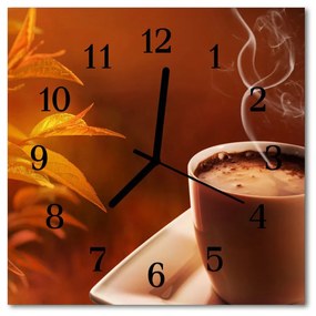 Skleněné hodiny čtvercové káva