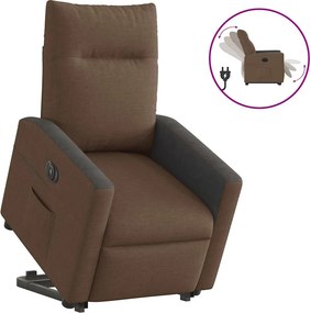 Elektrické zvedací polohovací křeslo hnědé textil 3324069