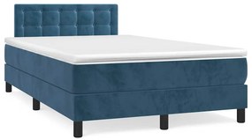 Box spring postel s matrací a LED tmavě modrá 120x190 cm samet 3270181