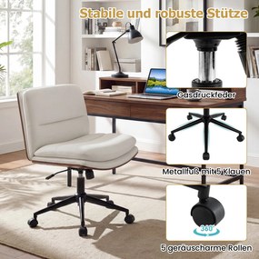 Costway Židle se zkříženýma nohama na kolečkách Polstrovaná psací židle bez