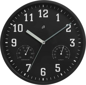 Auriol® Nástěnné hodiny s ukazatelem teploty a vlhkosti vzduchu (černá)