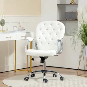 Vinsetto Kancelářská židle, ergonomická židle ke stolu s područky, polstrované opěradlo bílé