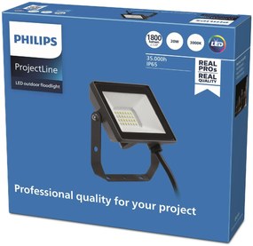 Philips 8719514954403 led venkovní svítidlo projectline 1x20w | 1800lm | 3000k | ip65 - černá