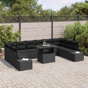 Sada zahradních pohovek 11 ks Černá polyratan 3349259