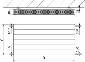 Mexen, Panelový radiátor Mexen Line CL22 600 x 800 mm, boční připojení, 1266 W, černý - W422L-060-080-70