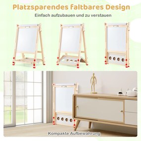 Costway Dřevěný umělecký stojan pro děti 3-in-1 Skládací oboustranný magnetický