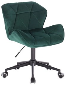 LuxuryForm Židle MILANO VELUR na černé podstavě s kolečky - zelená