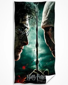 Carbotex Dětská plážová osuška HARRY POTTER A VOLDEMORT, tmavě tyrkysová, froté, 70x140cm