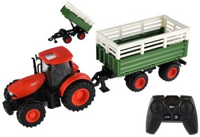Traktor Zetor RC s vlekem plast 42cm 2,4GHz dobíjecí pack + baterie se zvukem v krabici