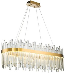 Toolight Toolight, LED křišťálové svítidlo 80x35 cm, APP1513-CP80, zlatá matná, OSW-03260