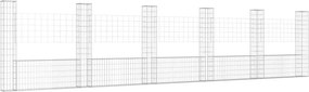 Gabionový koš ve tvaru U se 6 sloupky železo 620 x 20 x 150 cm 151286