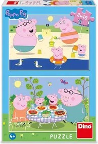 DINO Puzzle Prasátko Peppa: Na dovolené / 2x48 dílků / od 5 let