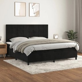 Box spring postel s matrací černá 200x200 cm samet 3143045