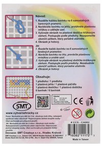 SMT Creatoys Vyšívání křížkovým stehem jednorožec vyšívací rámeček 1 předloha 6 bavlnek v blistru 12,5x18x1cm