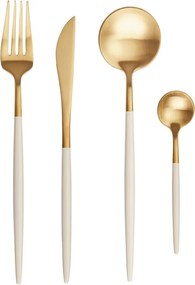 STILETTO Příbory matné set 4 ks - zlatá/bílá