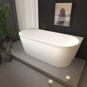Erga Norah, volně stojící vana ke stěně 170x70 cm + odtoková zátka, bílá lesklá, ERG-NORAH-170070-WH-WH