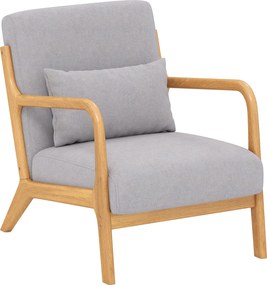 HOMCOM Lounge Křeslo Nordic Křeslo Obývací Pokoj S Rukama Polštář a Rám z Kaučukovníku pro Ložnici Nosnost 120 kg 61x78x76 cm Šedé | Aosom
