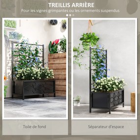 Zvýšený květináč s trellis Outsunny, zahradní vyvýšený záhon, venkovní květinová krabice - diamantový vzor, odtokové otvory, pozinkovaná ocel pro bal…