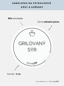 Samolepka na kořenky GRILOVANÝ SÝR bílá 5 cm základní písmo