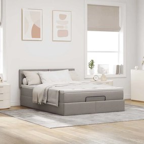 Osmanská postel s matrací &amp; LED Taupe 140x200 cm Látka 3312233