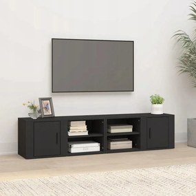 Tv Skříňka 80 X 31,5 X 36 Cm Kompozitní Dřevo Černá 2