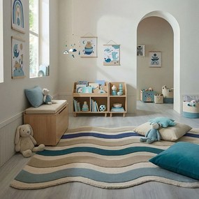 Modrý ručně tkaný vlněný koberec 140x200 cm Cascade Wool – Flair Rugs