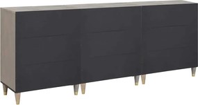 Sada koupelnových skříněk 3 ks 180 x 33 x 75 cm Šedá a zlatá 3310152