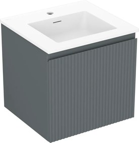 Mexen Rivel, koupelnová skříňka 50 cm s umyvadlem Otis, 1 zásuvka, drážkovaná, grafitová matná/bílá matná, 91A20-05047-1-BF66-W18M01