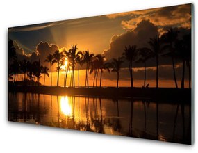 akrylový obraz Stromy Slunce Krajina 125x50 cm