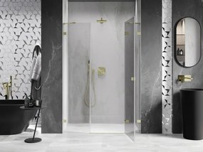 Mexen Lunar sprchové dveře pant pravý 140 cm, transparentní, zlaté kartáčované - 834S-140-050-55-00-P