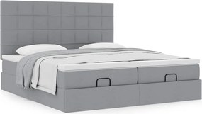 Osmanský rám postele s matrací světle šedý 200x200cm textil 3313699