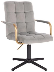 LuxuryForm DESIGN Otočná židle VERONA GOLD VELUR na černém kříži - světle šedá