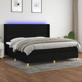 Box spring postel s matrací a LED černá 200x200 cm textil,  3139143 HangarStore.cz