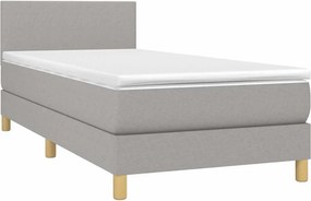 Box spring postel s matrací a LED světle šedá 90x190 cm textil 3133517