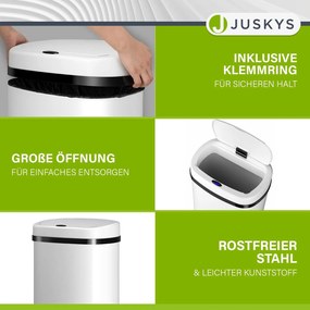 Juskys Obdélníkový bezdotykový odpadkový koš Barva: stříbrná, Velikost: 50 L