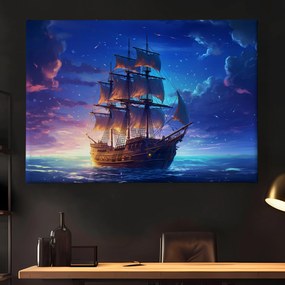 Obraz na plátně - Velká plachetnice pluje klidným oceánem FeelHappy.cz Velikost obrazu: 60 x 40 cm