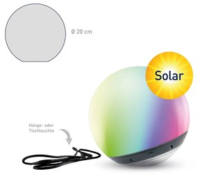 LED koule tint Pendula Solar, IP44, bílá, CCT, RGB