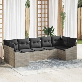 Set pohovek 7 ks Světle šedá polyratan 3346872