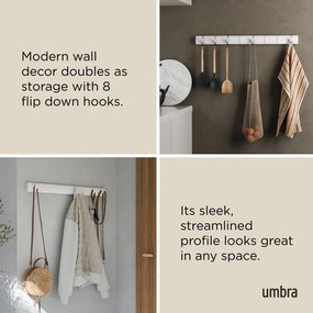 Matně bílý nástěnný věšák z borovicového dřeva 81 cm Flip – Umbra