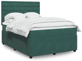 Box spring postel s matrací tmavě zelená 160x200 cm samet 3294697