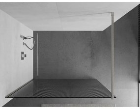 Mexen Kioto, sprchová zástěna Walk-In 140 x 200 cm, 8mm sklo s žebrovým vzorem, broušená ocel profil, 800-140-101-97-09