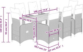 9dílný zahradní bistro set s poduškami černý polyratan 3277134
