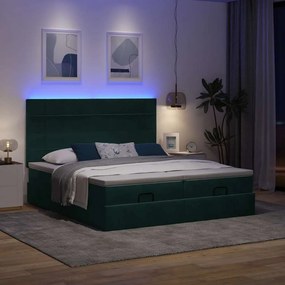 Osmanský rám postele s matrací tmavě zelená 200x200cm samet 3314630